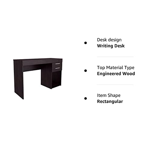 Techni Mobili Brown Computer Home Office or Bedroom Storage & Drawers Ideal for Small Spaces, Espresso Writing Desk, 16.10" D x 47.5" W x 30.25" H