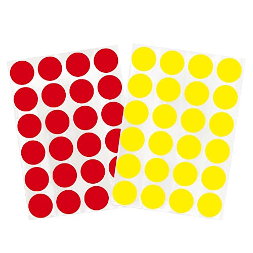 ChromaLabel 0.75 Inch Color Code Dot Labels on Sheets, 2 Colors, 1200 Stickers per Variety Pack, Red and Yellow