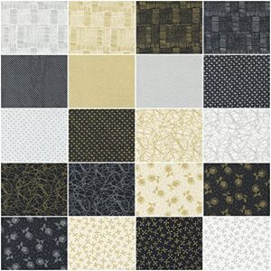 Moda Fabrics Whispers Metallic Charm Pack by Studio M; 42-5 Inch Precut Fabric Quilt Squares, Assorted, 5 Inches, 33550PPM