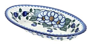 blue rose polish pottery primrose small oval dish