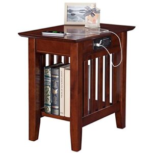 Home Square 2 Piece Mission Charger Chair Side Table Set in Walnut