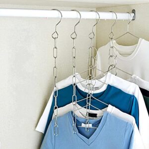 6 Pcs Wardrobe Hanger Storage Chain, Metal Hanger Magic Stacking Hanger, Space Saving Metal Suspension Hang Hanger Chains, 6pcs Stainless Steel Chain Hanger Clothes Space Saving Cascading Hanger