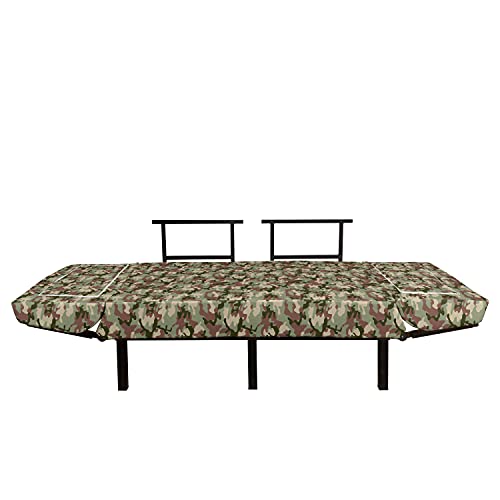 Ambesonne Camo Futon Couch, Illustrated Green Camouflage in Forest Colors Hunter Theme, Daybed with Metal Frame Upholstered Sofa for Living Dorm, Loveseat, Dark Green Army Green