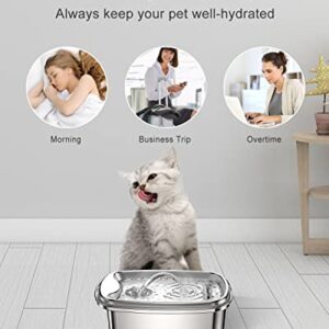 OlarHike Cat Water Fountain Stainless Steel, 61oz/1.8L Dog Water Bowl Dispenser Automatic Pet Water Fountain with Quiet Pump, Dishwasher Safe Design & Adjustable Water Flow for Cats, Dogs