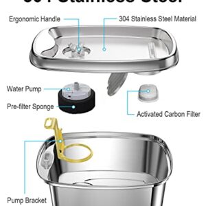 OlarHike Cat Water Fountain Stainless Steel, 61oz/1.8L Dog Water Bowl Dispenser Automatic Pet Water Fountain with Quiet Pump, Dishwasher Safe Design & Adjustable Water Flow for Cats, Dogs