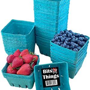 Bits N Things [40 Pack Pint Green Molded Pulp Fiber Berry Basket Produce Vented Container for Fruit and Vegetable