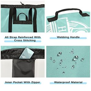 Personalized Teal Laundry Bag Backpack Custom Dirty Clothes Organizer With Strap and Handles Washable for College Dorm Room Essentials for Girls