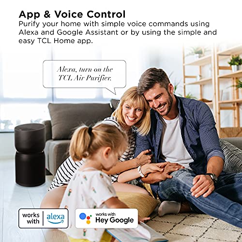 TCL Breeva A3 Smart Air Purifier with 5-Stage Clean, True HEPA (H13), Removes 99.97% of Dust/Bacteria/Odors & More, App & Voice Control, Auto Shield, Ultra-Quiet, Black (A315B)