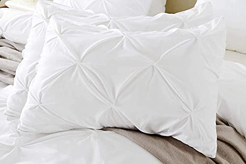 Queen Pillow Shams Set of 2 Pinch Pleated White Pillow Shams Queen 20X30 Pillow Cover/Cases 1000 TC 100% Egyptian Cotton Hotel Class Bedding Pinch Pleated Queen Size Decorative Pillow Shams Set