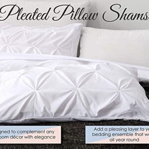 Queen Pillow Shams Set of 2 Pinch Pleated White Pillow Shams Queen 20X30 Pillow Cover/Cases 1000 TC 100% Egyptian Cotton Hotel Class Bedding Pinch Pleated Queen Size Decorative Pillow Shams Set