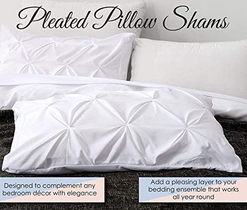 Queen Pillow Shams Set of 2 Pinch Pleated White Pillow Shams Queen 20X30 Pillow Cover/Cases 1000 TC 100% Egyptian Cotton Hotel Class Bedding Pinch Pleated Queen Size Decorative Pillow Shams Set