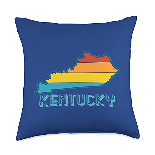 State of Kentucky Merch Souvenir & Gifts Co. 70s 80s Retro Bluegrass State Outline Louisville Kentucky Throw Pillow, 18x18, Multicolor