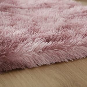 Plush Furry Shaggy Rugs Modern Area Rug for Bedroom Living Room Nursery Floor Soft Decor Rugs Fluffy Shag Collection Throw Rugs Non-Slip Fuzzy Rugs Washable Fur Mats Carpets (5x8ft, Pink Purple)