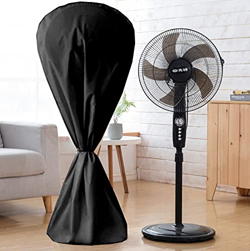 J&C Fan Cover 30x57 Inch Black Fan Dust Cover Waterproof Floor Fans Cover Pedestal Fan Cover Standing Round Fans Protection Dustproof Covers Protector for Indoor Outdoor Household (No Fan)