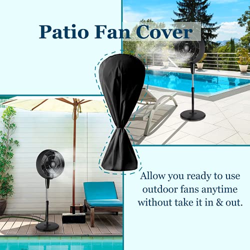 J&C Fan Cover 30x57 Inch Black Fan Dust Cover Waterproof Floor Fans Cover Pedestal Fan Cover Standing Round Fans Protection Dustproof Covers Protector for Indoor Outdoor Household (No Fan)