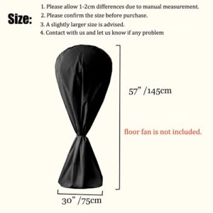 J&C Fan Cover 30x57 Inch Black Fan Dust Cover Waterproof Floor Fans Cover Pedestal Fan Cover Standing Round Fans Protection Dustproof Covers Protector for Indoor Outdoor Household (No Fan)