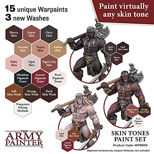 The Army Painter Skin Tones Paint Set, 16 Acrylic Paints, 4 empty bottles and 16 Mixing Balls for Advanced Techniques in Wargames Miniature Model Painting