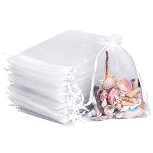 acdesign 200pcs organza bags 4"x6" jewelry bags drawstring white mesh gift bags for candy jewelry makeup pouches