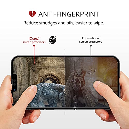 iCarez HD Anti Glare Matte Screen Protector for iPhone 13 Mini 5.4-Inches [3 Pack] (Case Friendly) Premium No Bubble Easy to Apply with Hinge Installation (Premuim)