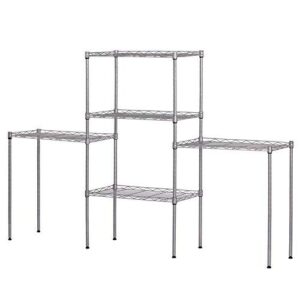 alued 5-shelf shelving storage unit metal shelving wire rack kitchen storage shelf rack for garage shelf kitchen appliance storage changeable assembly floor standing carbon steel storage rack (silver)