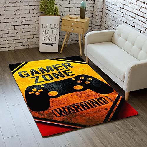 Gamer Rug for Boys Bedroom Living Room Kitchen Gaming Cotroller Area Rugs Game Orange Carpet 35x24 inch