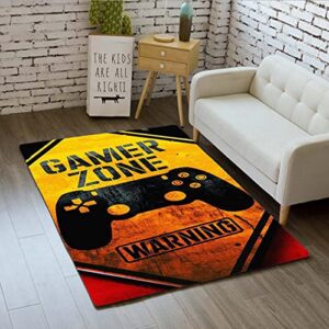 Gamer Rug for Boys Bedroom Living Room Kitchen Gaming Cotroller Area Rugs Game Orange Carpet 35x24 inch