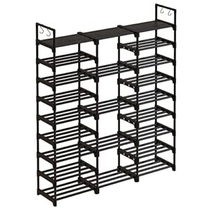 wowlive 9 tiers large shoe rack shoe storage shoe organizer 50-55 pairs shoe tower unit shelf durable metal pipes with plastic connectors stackable shoe cabinet black(sss3b9)