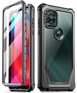 poetic guardian series case designed for moto g stylus 5g (2021), model # xt2131,full-body hybrid shockproof bumper cover with built-in screen protector, black