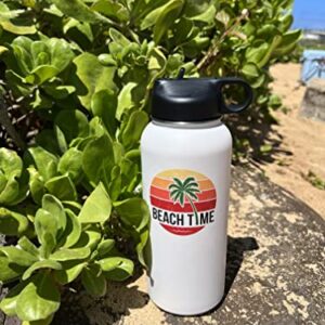 Lifecraft Beach Time 18/8 Stainless Steel Vacuum Insulated Sweat Proof Water Bottle Large 32 Oz Wide Mouth with Straw Flip Lid, Handheld Sport Design Hydro Metal Jug