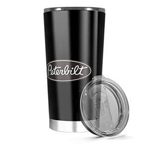 Insulated Tumbler Stainless Steel 20oz 30 Oz Peterbilt Hot Trucks Coffee Logo Wine Tea Cold Iced Funny Travel Cups Mugs For Men Women, White