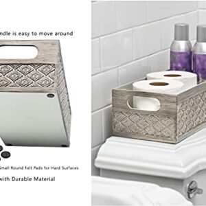 Dublin Bathroom Decor Box Toilet Paper Holder Storage Basket - Decorative Toilet Tank Topper Bathroom Storage Organizer - Bathroom Sink Organizer Countertop Container, Modern Gray and Silver Look.