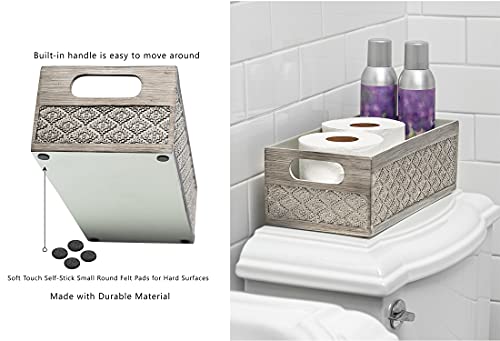 Dublin Bathroom Decor Box Toilet Paper Holder Storage Basket - Decorative Toilet Tank Topper Bathroom Storage Organizer - Bathroom Sink Organizer Countertop Container, Modern Gray and Silver Look.