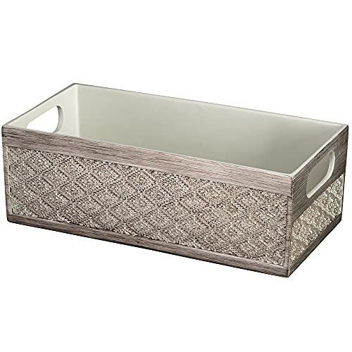 Dublin Bathroom Decor Box Toilet Paper Holder Storage Basket - Decorative Toilet Tank Topper Bathroom Storage Organizer - Bathroom Sink Organizer Countertop Container, Modern Gray and Silver Look.