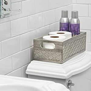 Dublin Bathroom Decor Box Toilet Paper Holder Storage Basket - Decorative Toilet Tank Topper Bathroom Storage Organizer - Bathroom Sink Organizer Countertop Container, Modern Gray and Silver Look.