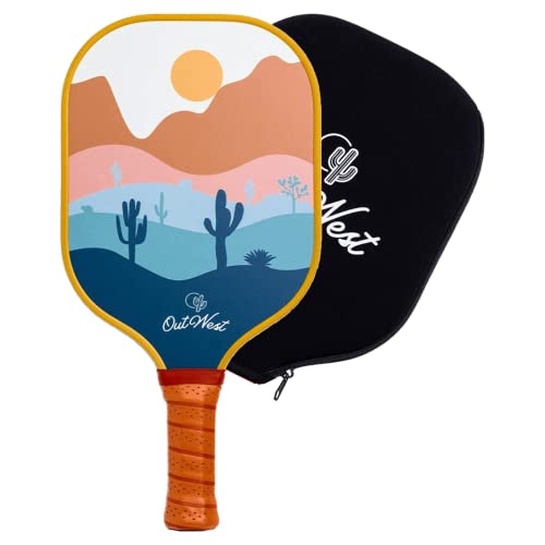 OutWest Sport Pickleball Paddle - Sunrise | Graphite Carbon Face | Polypropelene Honeycomb Core | Cover Included | Out West Sport