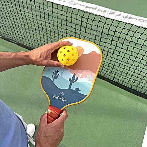 OutWest Sport Pickleball Paddle - Sunrise | Graphite Carbon Face | Polypropelene Honeycomb Core | Cover Included | Out West Sport