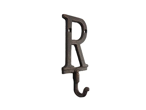 Handcrafted Nautical Decor Rustic Copper Cast Iron Letter R Alphabet Wall Hook 6"