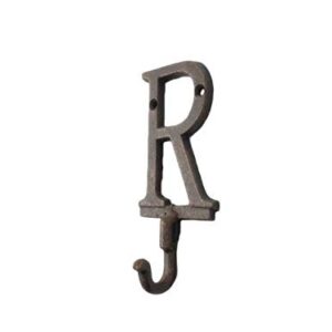 Handcrafted Nautical Decor Rustic Copper Cast Iron Letter R Alphabet Wall Hook 6"