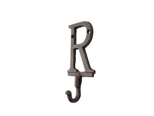 Handcrafted Nautical Decor Rustic Copper Cast Iron Letter R Alphabet Wall Hook 6"