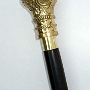 Vintage Brass Ball Head Handle Victorian Style Wooden Stick Walking Shaft Cane (3 Fold Wooden Walking Cane )