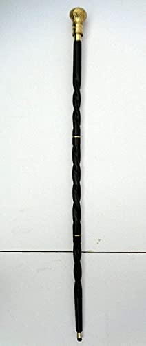 Vintage Brass Ball Head Handle Victorian Style Wooden Stick Walking Shaft Cane (3 Fold Wooden Walking Cane )