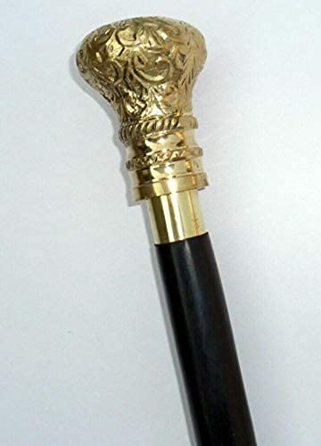 Vintage Brass Ball Head Handle Victorian Style Wooden Stick Walking Shaft Cane (3 Fold Wooden Walking Cane )