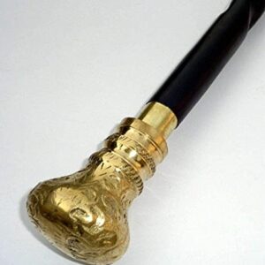 Vintage Brass Ball Head Handle Victorian Style Wooden Stick Walking Shaft Cane (3 Fold Wooden Walking Cane )