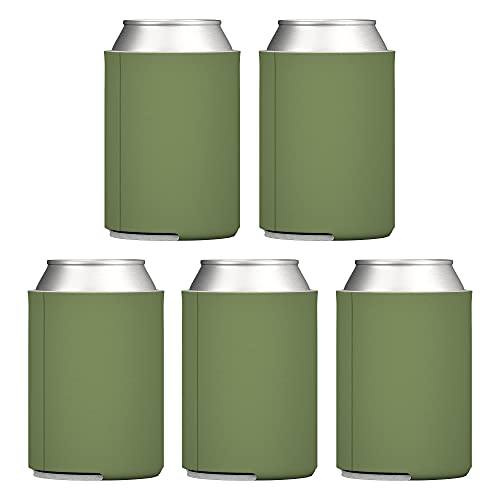 TahoeBay Blank Beer Can Coolers, Plain Bulk Collapsible Soda Cover Coolies, DIY Personalized Sublimation Sleeves for Weddings, Bachelorette Parties, Funny HTV Party Favors (Sage, 5)