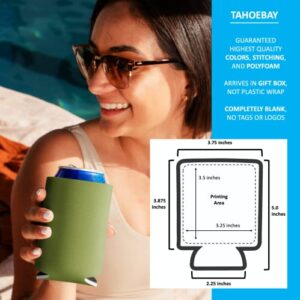 TahoeBay Blank Beer Can Coolers, Plain Bulk Collapsible Soda Cover Coolies, DIY Personalized Sublimation Sleeves for Weddings, Bachelorette Parties, Funny HTV Party Favors (Sage, 5)