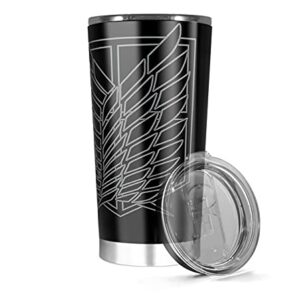 Tumbler Stainless Steel Insulated Wings Cold Of Hot Freedom Tea - Iced Attack Coffee On Wine Titan Funny Travel Cups Mugs For Men Women, White, 20, 30oz