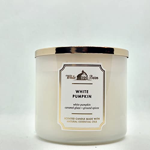 Bath & Body Works, White Barn 3-Wick Candle w/Essential Oils - 14.5 oz - New Core Scents! (White Pumpkin)