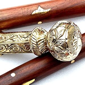 Brass Knob Designer Handle Vintage Style Wooden Walking Stick Cane Gift 3 Fold Wooden Walking Cane