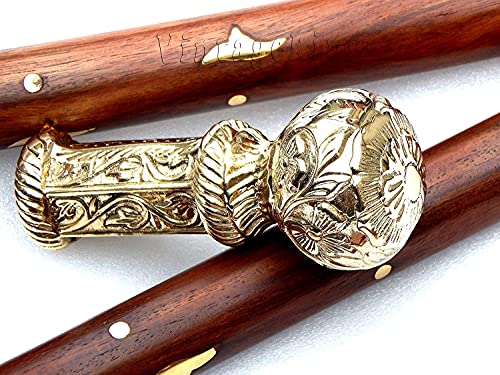 Brass Knob Designer Handle Vintage Style Wooden Walking Stick Cane Gift 3 Fold Wooden Walking Cane