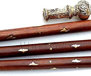 Brass Knob Designer Handle Vintage Style Wooden Walking Stick Cane Gift 3 Fold Wooden Walking Cane